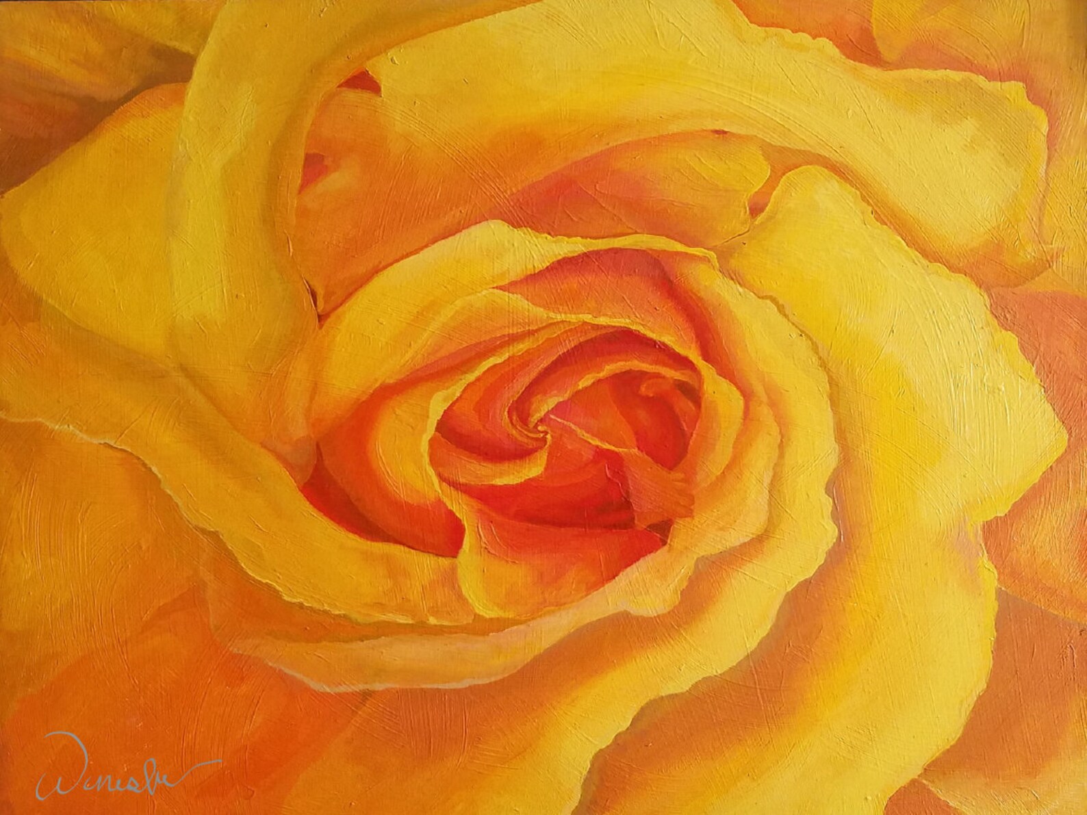 Yellow Rose Art Print of Original Oil Painting 12 X 16 Dimensions by ...