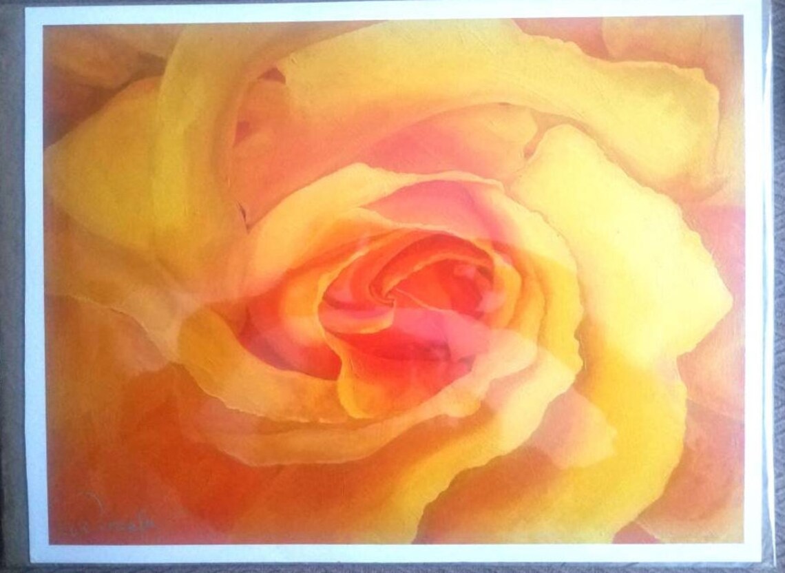 Yellow Rose Art Print of Original Oil Painting 12 X 16 Dimensions by ...