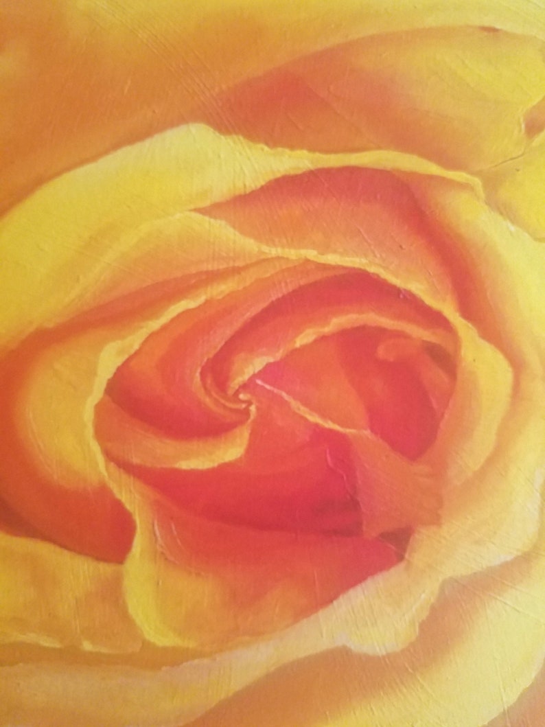 Yellow Rose Art Print of Original Oil Painting 12 X 16 Dimensions by ...