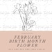 FEBRUARY Birth Month Flower SVG for Keychain Necklace Flowers Engraving ...