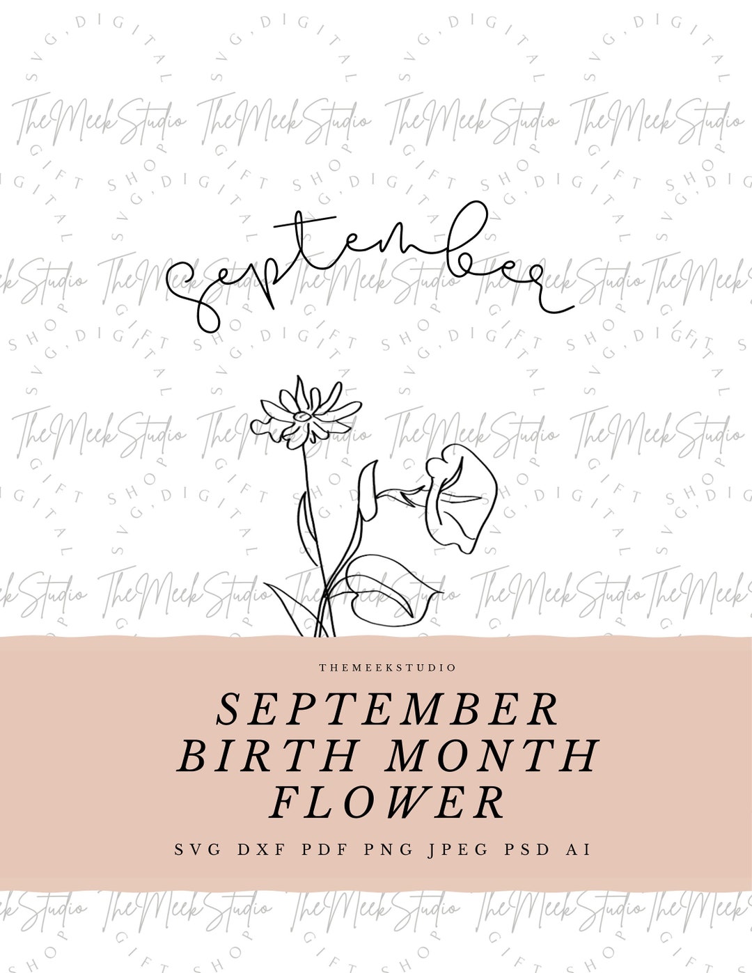 SEPTEMBER Birth Month Flower SVG for Keychain Necklace Flowers ...