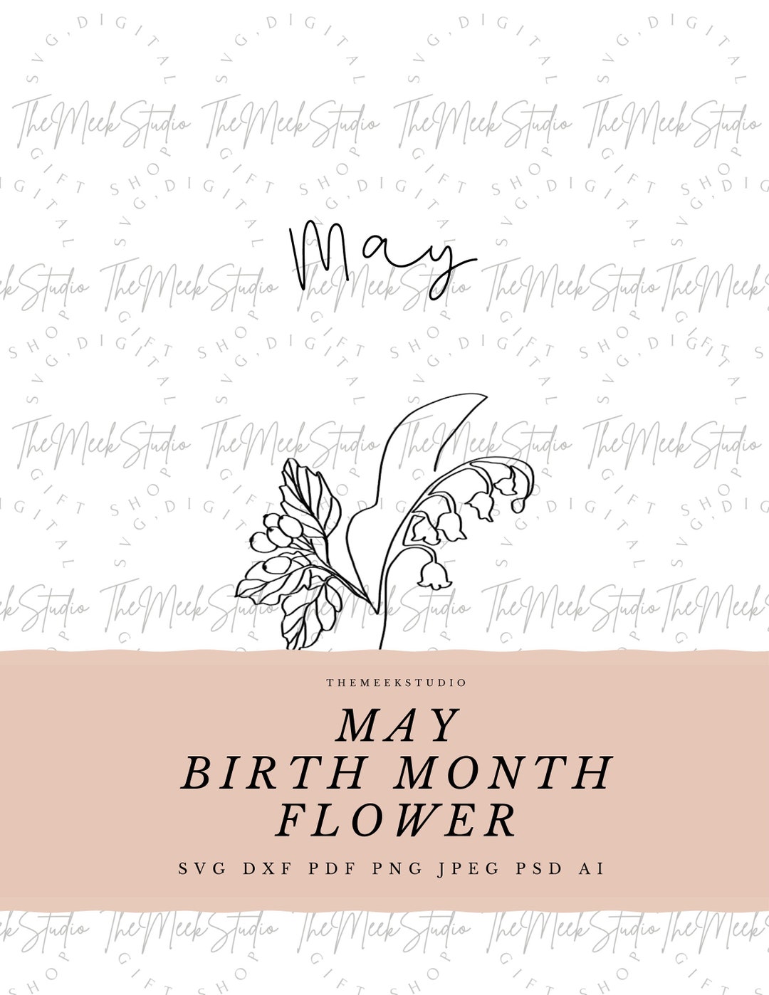 MAY Birth Month Flower SVG for Keychain Necklace Flowers Engraving ...