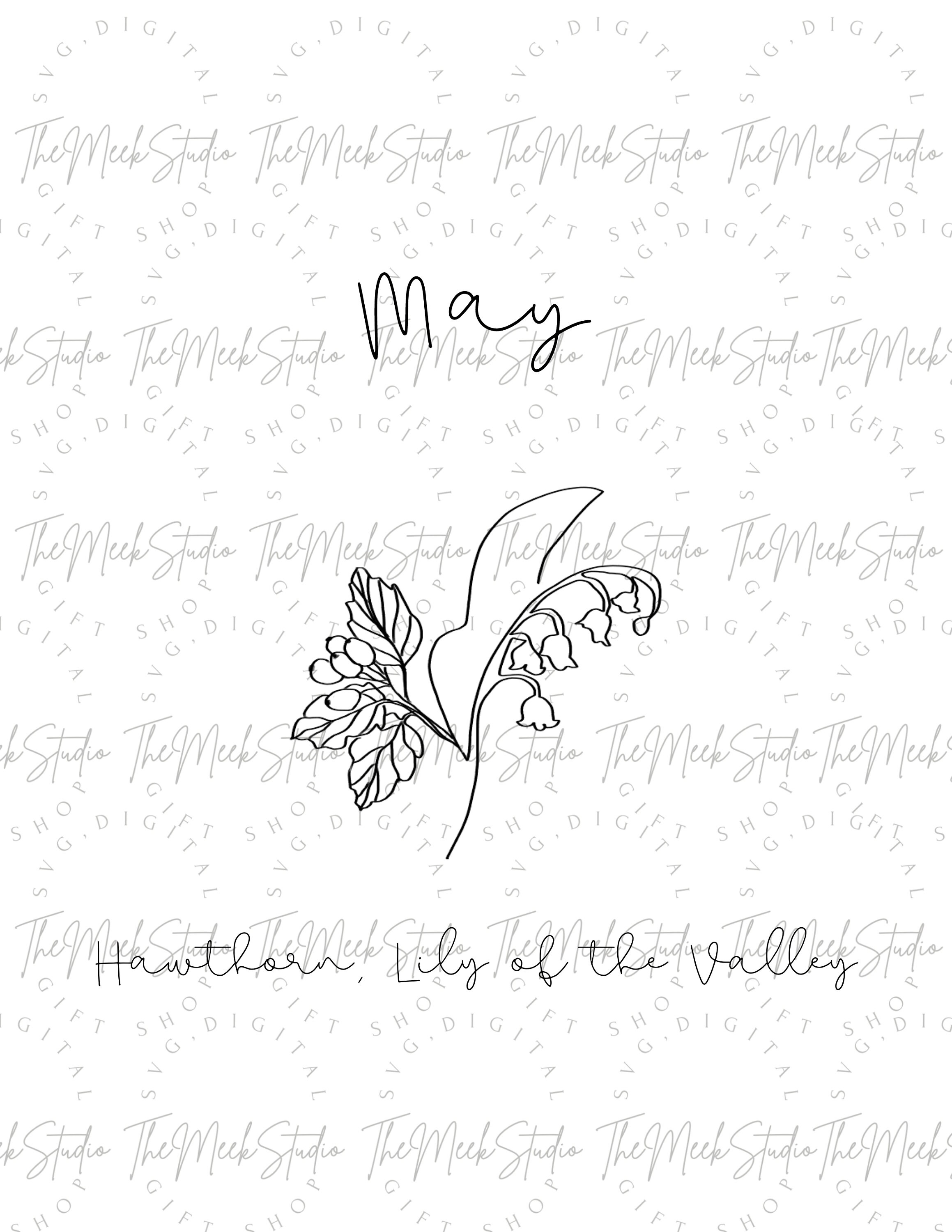 MAY Birth Month Flower SVG for Keychain Necklace Flowers Engraving ...