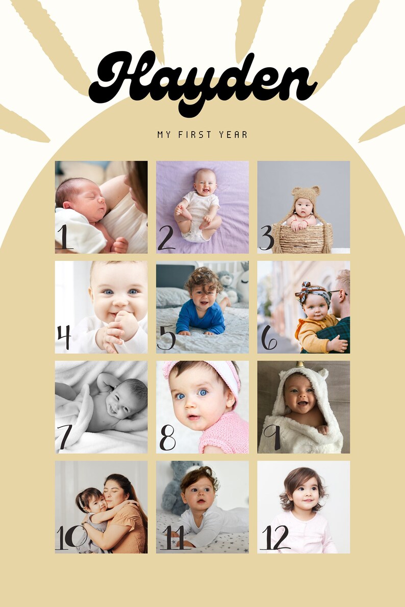Babys First Year Poster Canva Template 1st Birthday Neutral - Etsy