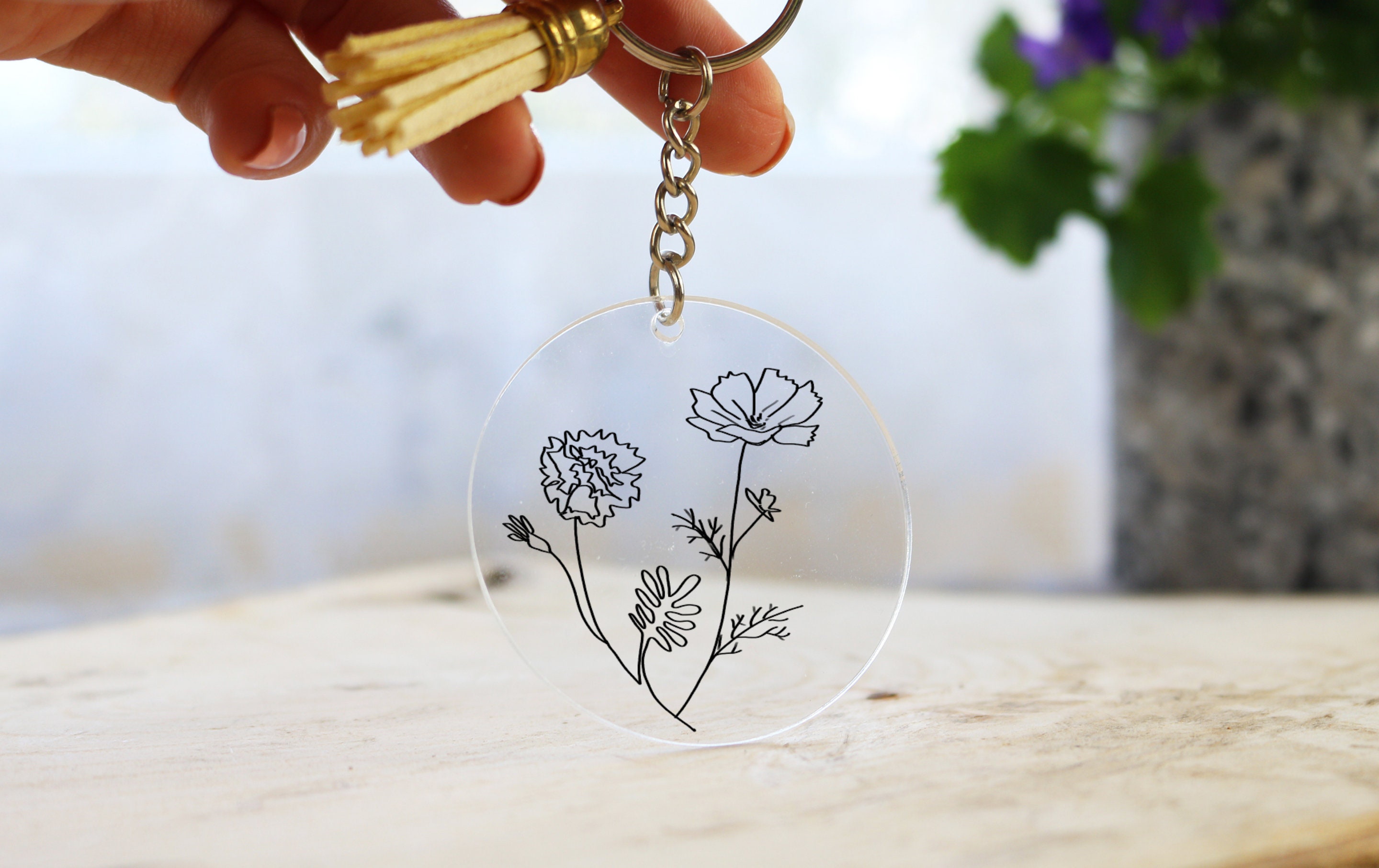 OCTOBER Birth Month Flower SVG for Keychain Necklace Flowers Engraving ...