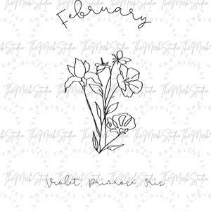 FEBRUARY Birth Month Flower SVG for Keychain Necklace Flowers Engraving ...