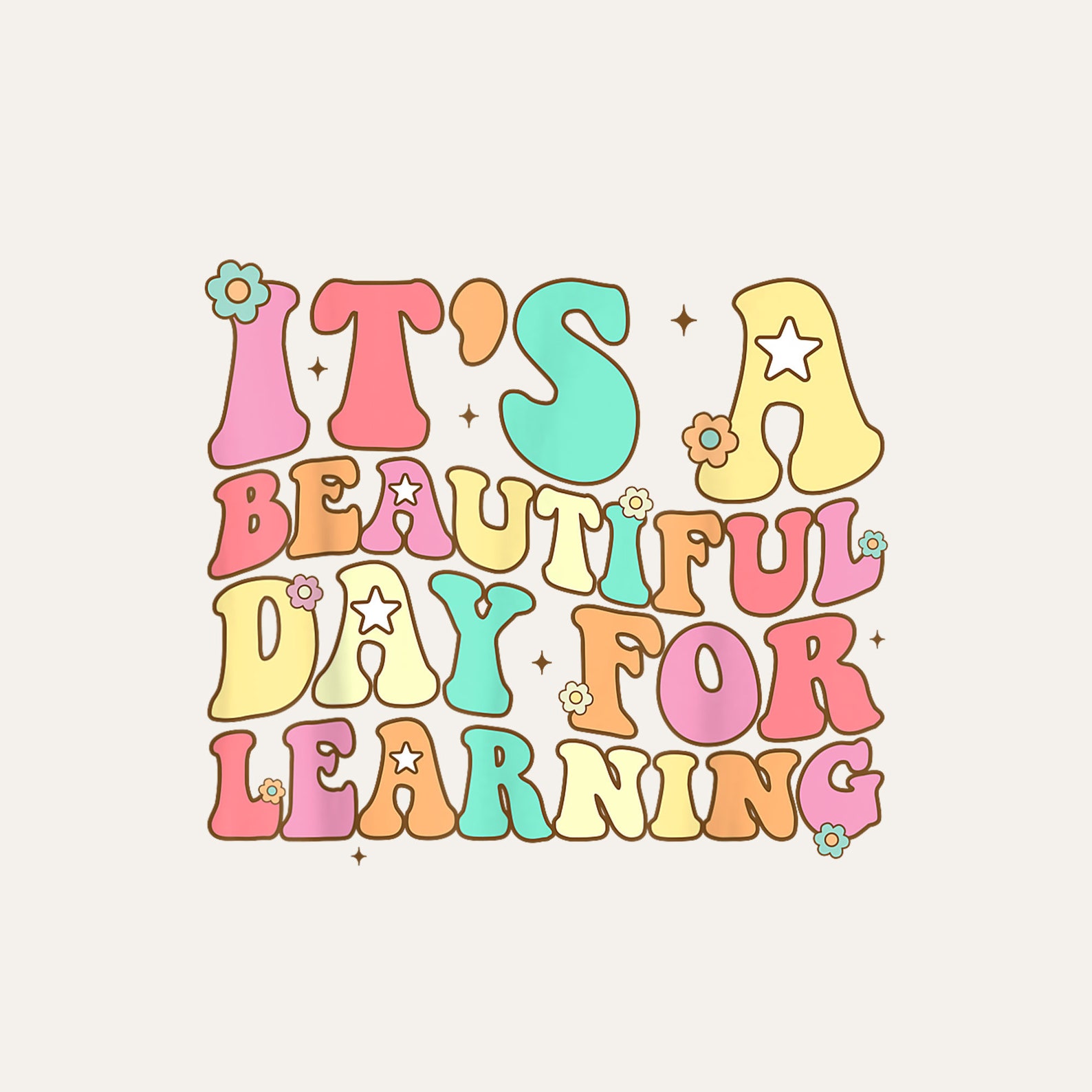 It's Beautiful Day for Learning Retro Teacher Students Women Digital ...