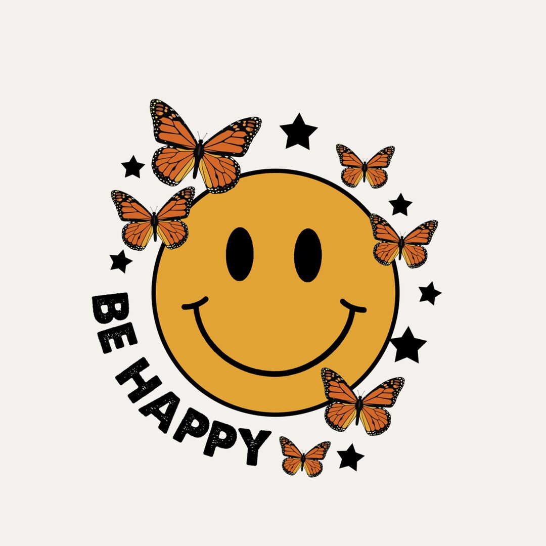 Retro Smile Face Be Happy Face Trendy Digital PNG - Etsy