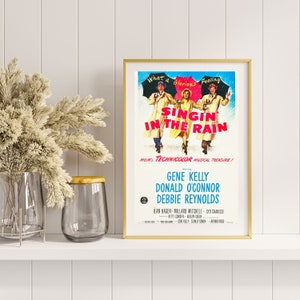 Vintage Singin' in the Rain Movie Poster Fun Retro Wall Art Musical Art ...