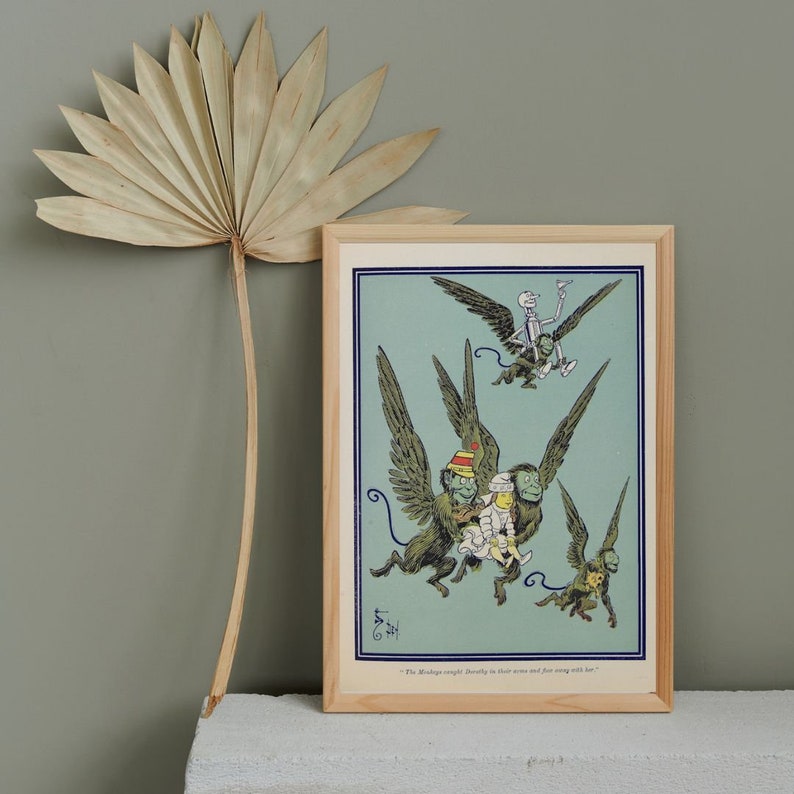 Flying Monkeys Vintage Illustration: Wizard of Oz Art Print (digital ...