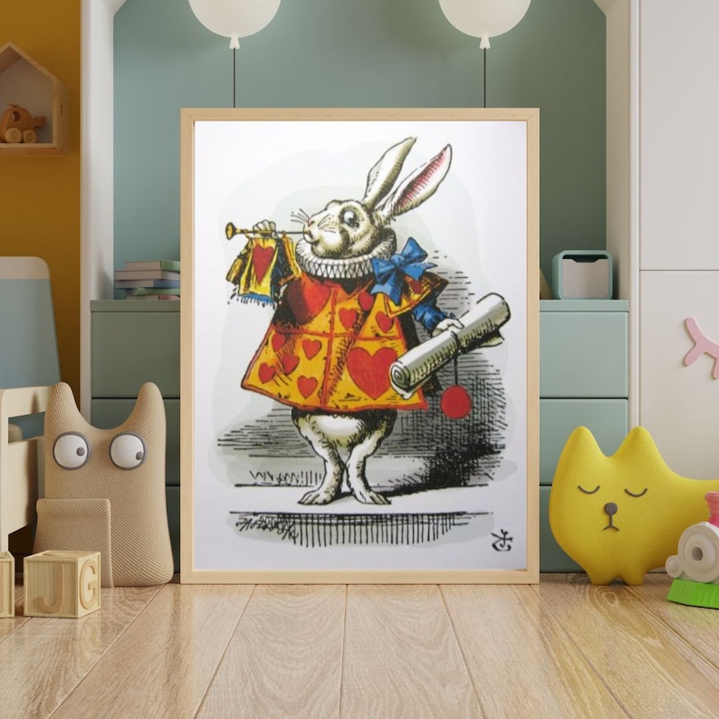 White Rabbit Herald Vintage Children's Book Illustrations Kids Room ...