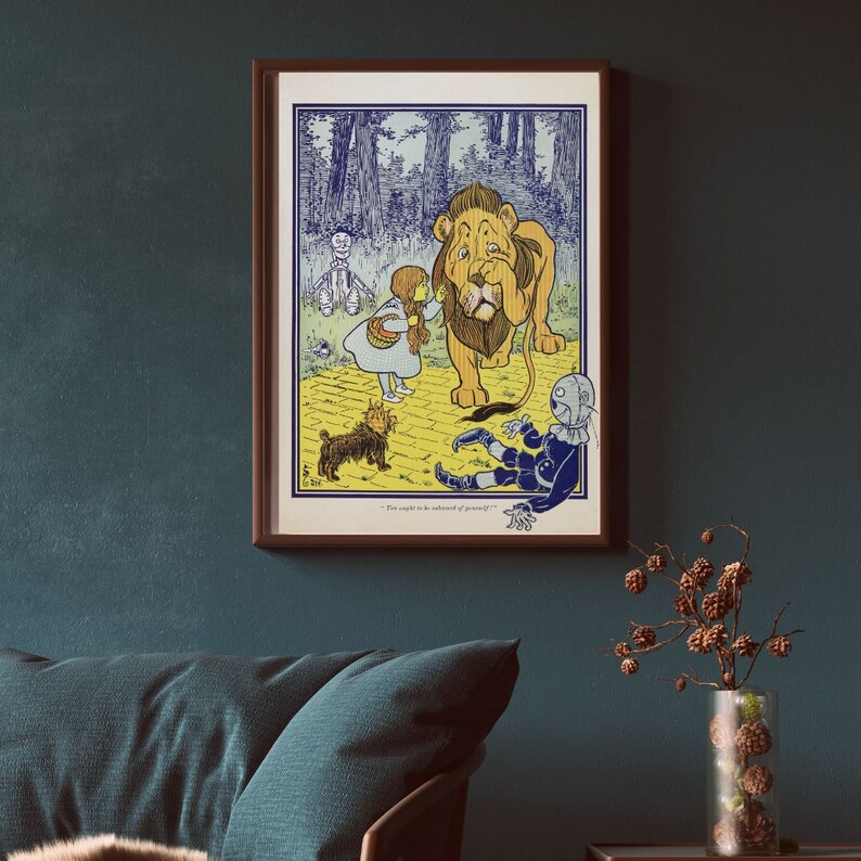 Wizard of Oz Print: Dorothy and Cowardly Lion Illustration (digital ...
