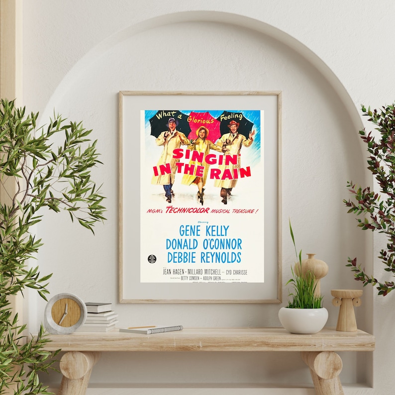 Vintage Singin' in the Rain Movie Poster Fun Retro Wall Art Musical Art ...
