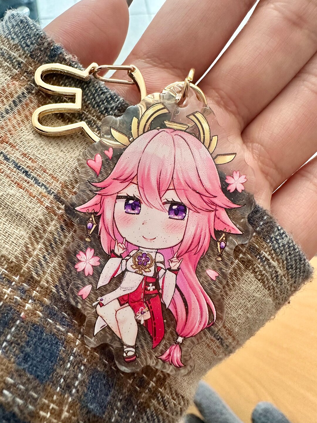 Yae Miko Genshin Impact Anime Game Keychain , Cute, Kawaii Chibi Charm ...