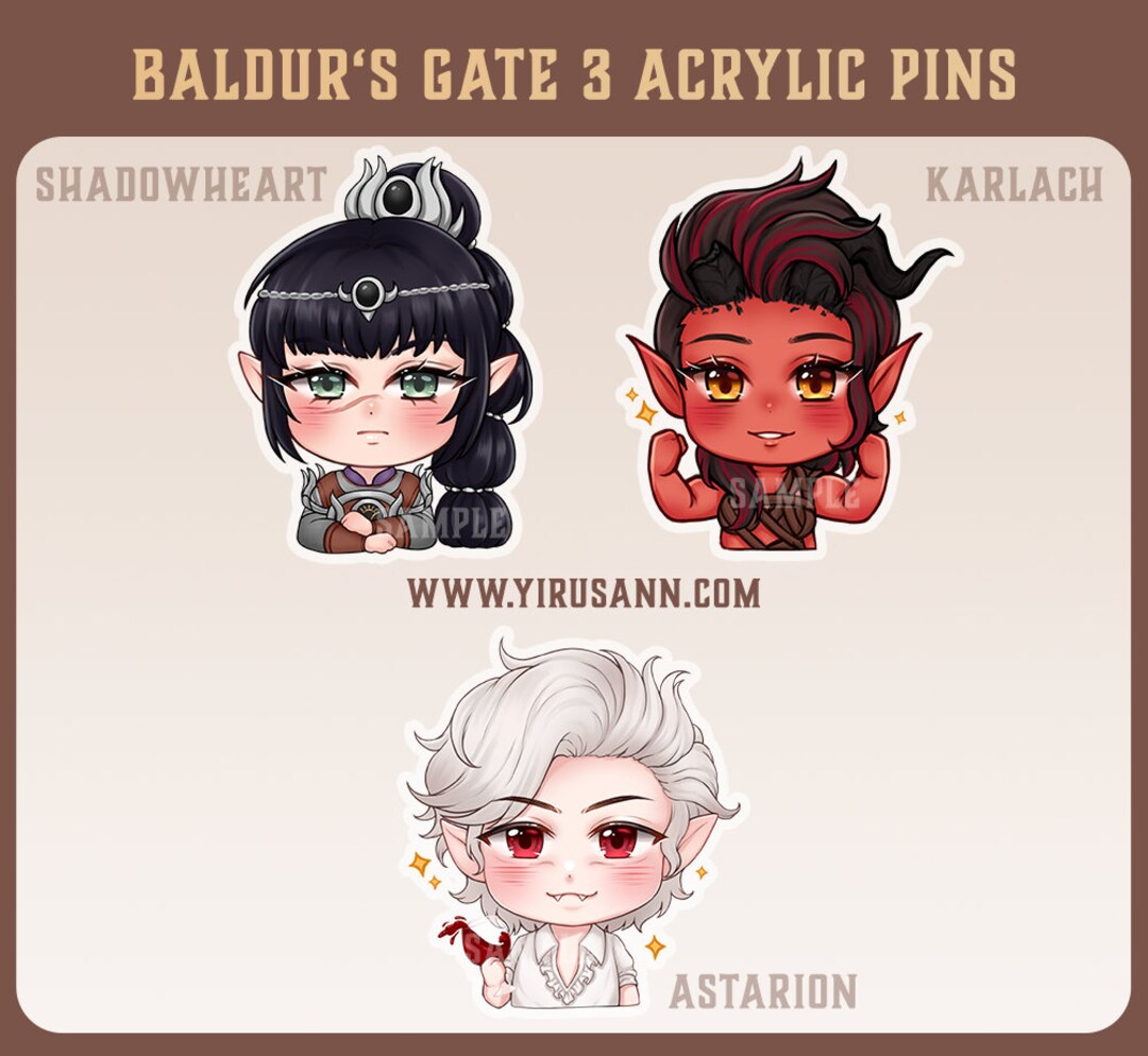 Shadowheart Karlach Astarion Baldurs Gate 3 Acrylic Pins - Etsy
