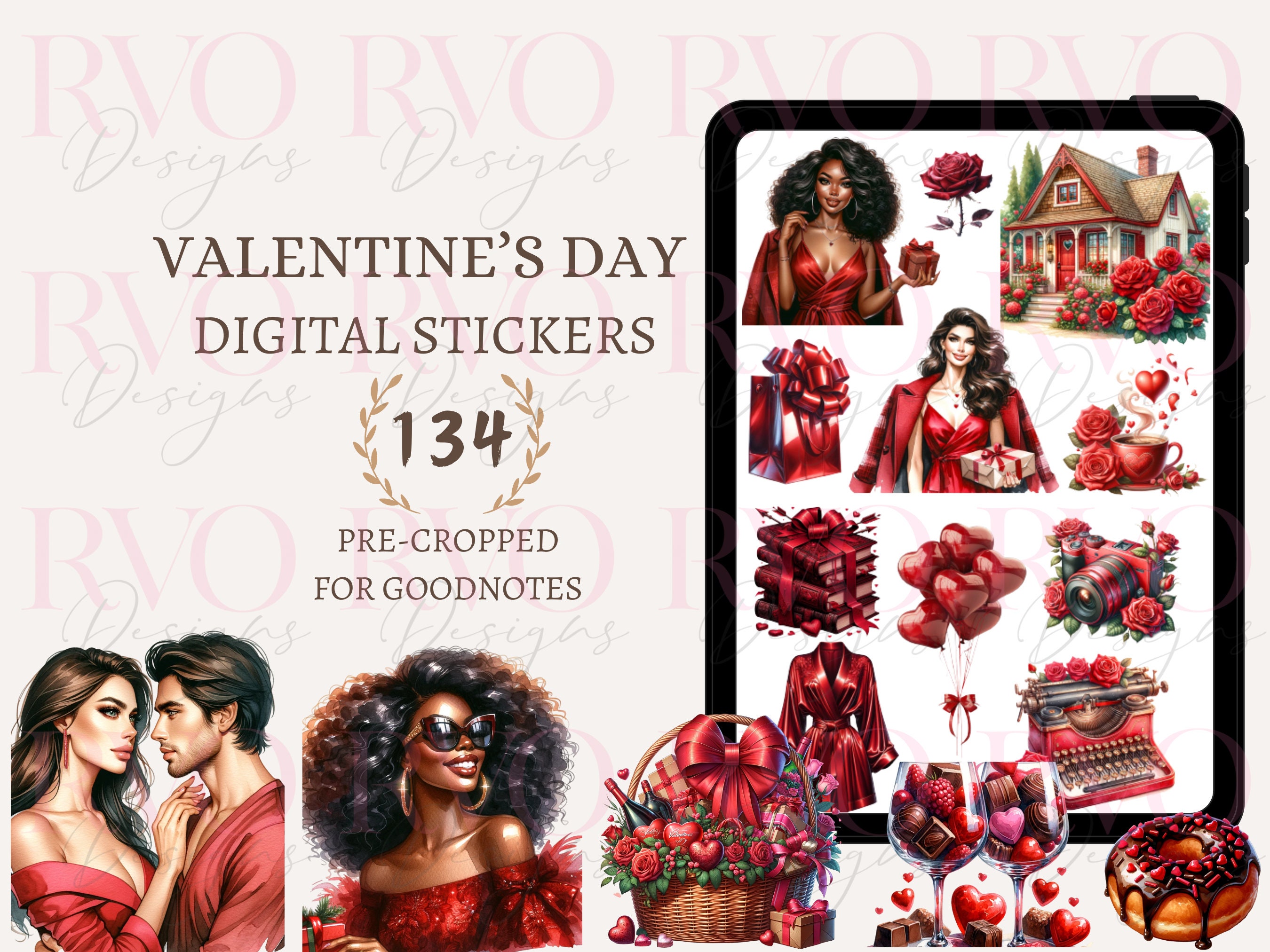Valentine's Day Digital Stickers, Digital Planner Stickers, Valentine ...