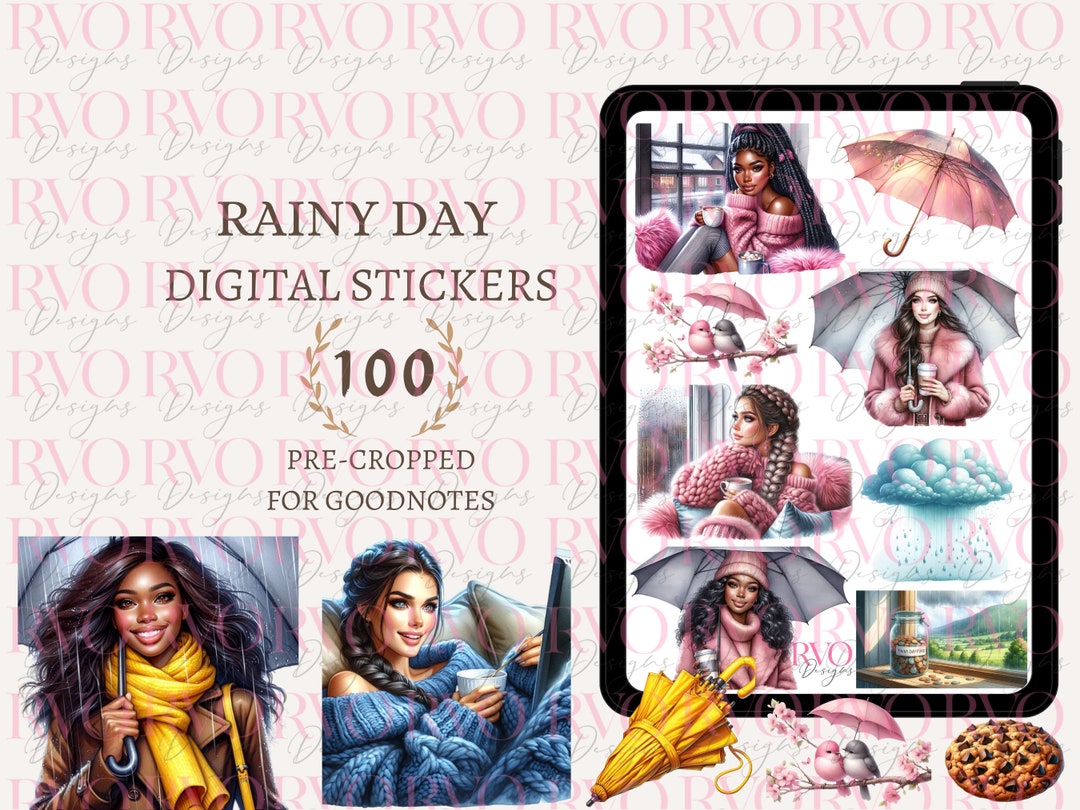 Rainy Day Digital Stickers, Digital Planner Stickers, Weather Stickers ...