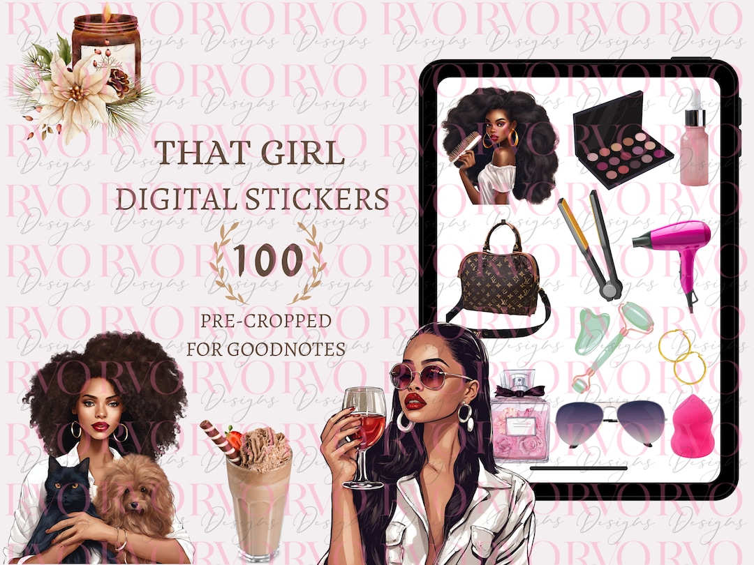 That Girl Digital Stickers, Digital Planner Stickers, Aesthetic Black ...