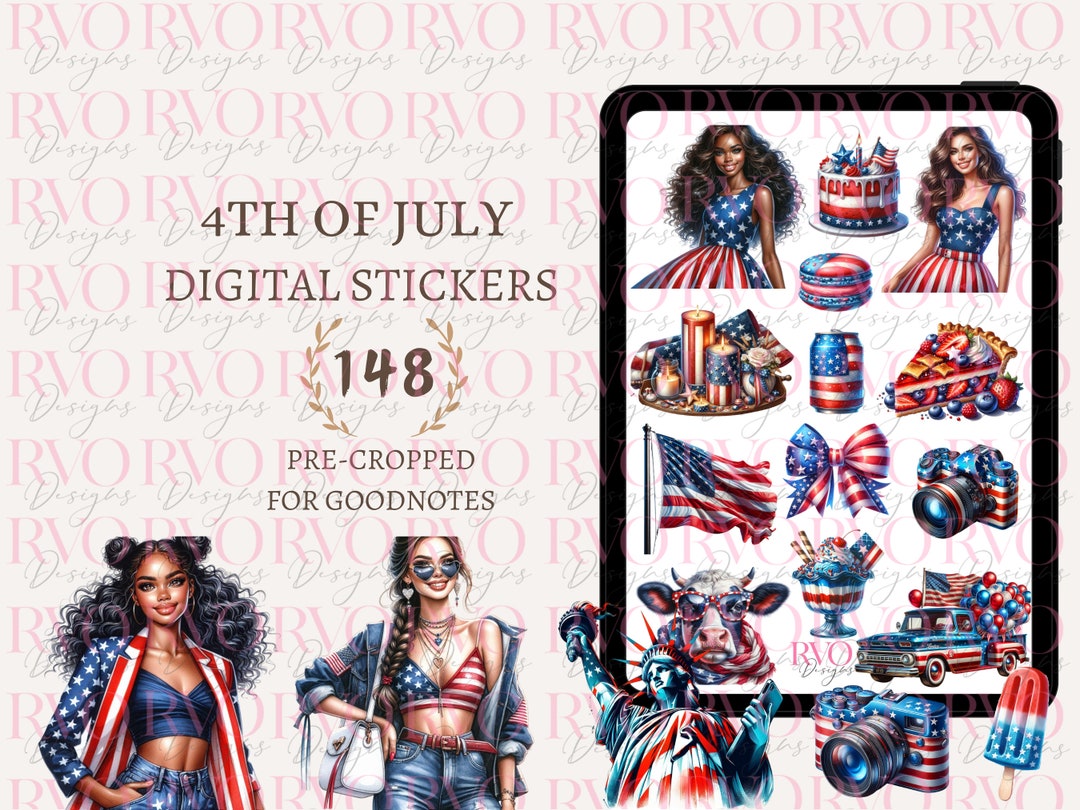 4th of July Digital Stickers, Digital Planner Stickers, Independence ...