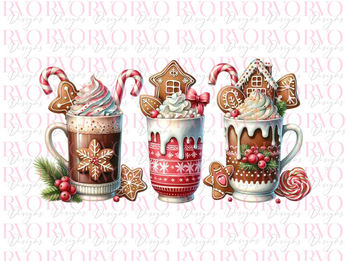 Red Gingerbread Coffee PNG, Christmas Drink Clipart, Festive Hot ...