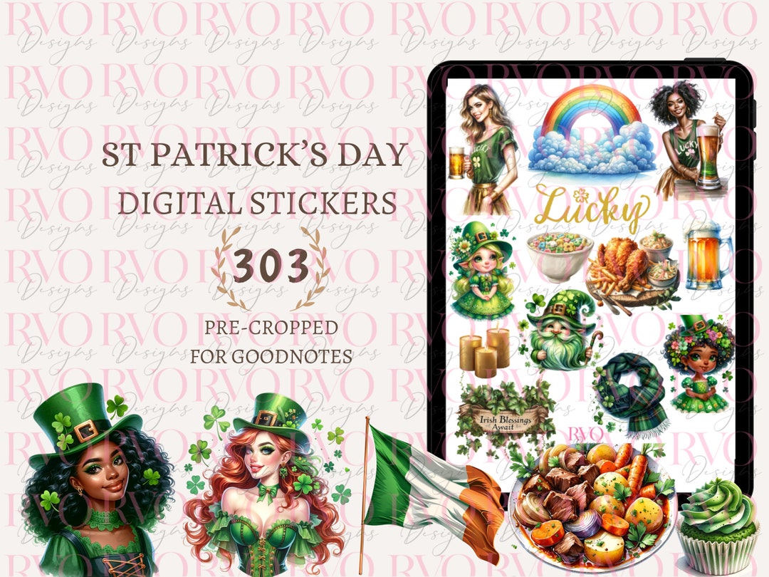 St Patrick's Day Digital Stickers for March | Spring Stickers, Digital ...