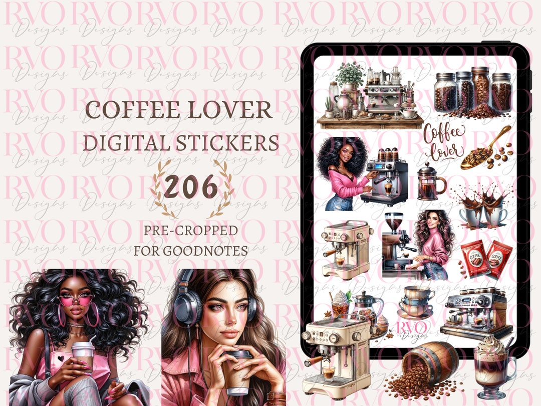 Coffee Lover Digital Stickers, Digital Planner Stickers, Caffeine ...