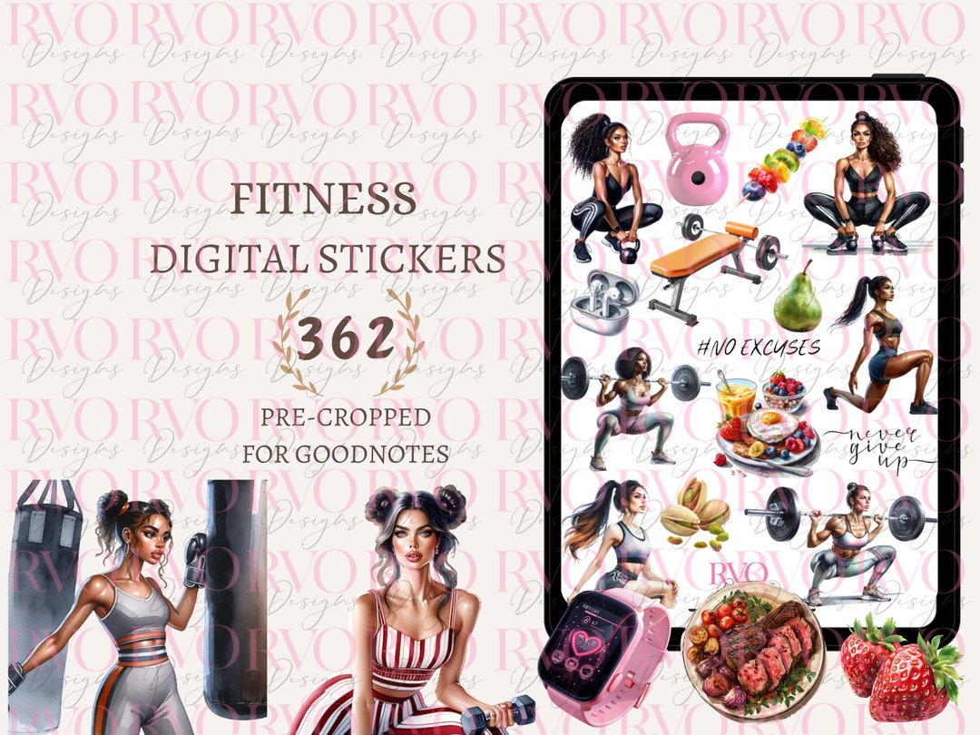 Fitness Digital Stickers, Digital Planner Stickers, Workout Stickers ...