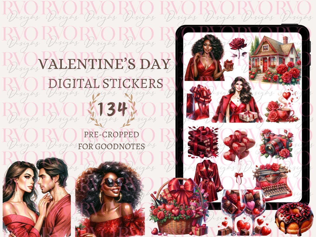 Valentine's Day Digital Stickers, Digital Planner Stickers, Valentine ...