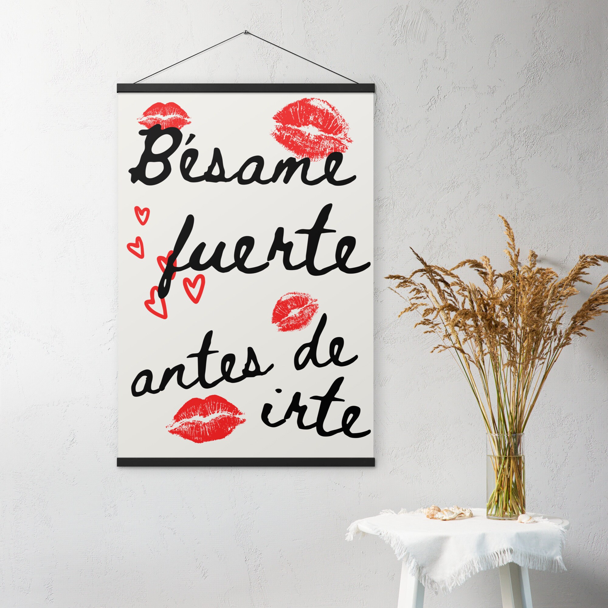 Besame Fuerte Spanish Lovers Poster With Hangers. Perfect - Etsy