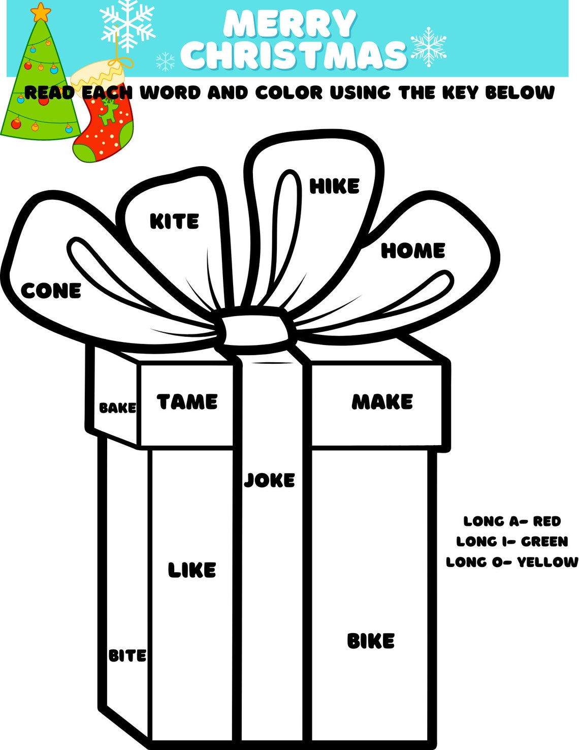 Long Vowel Holiday Coloring Page - Etsy