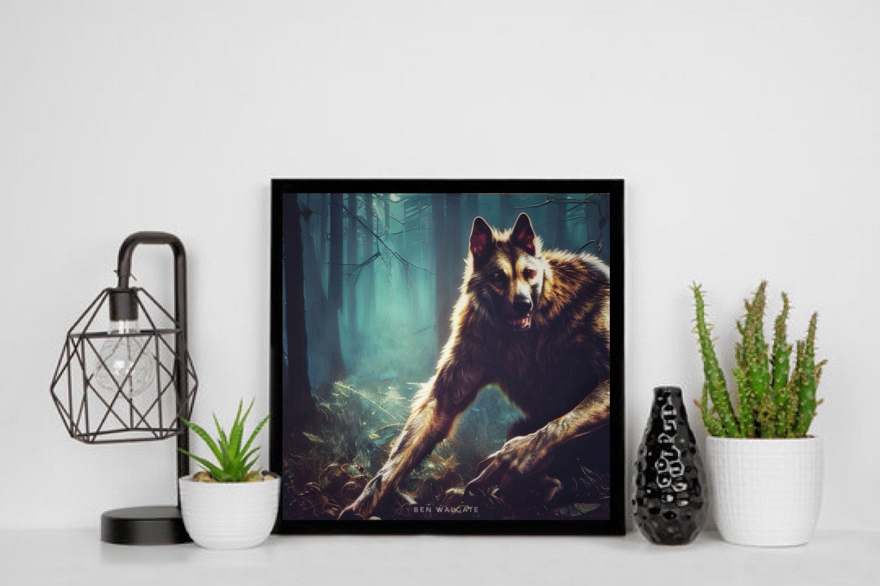 Dogman Werewolf Cryptid Artwork Dog Man - Etsy