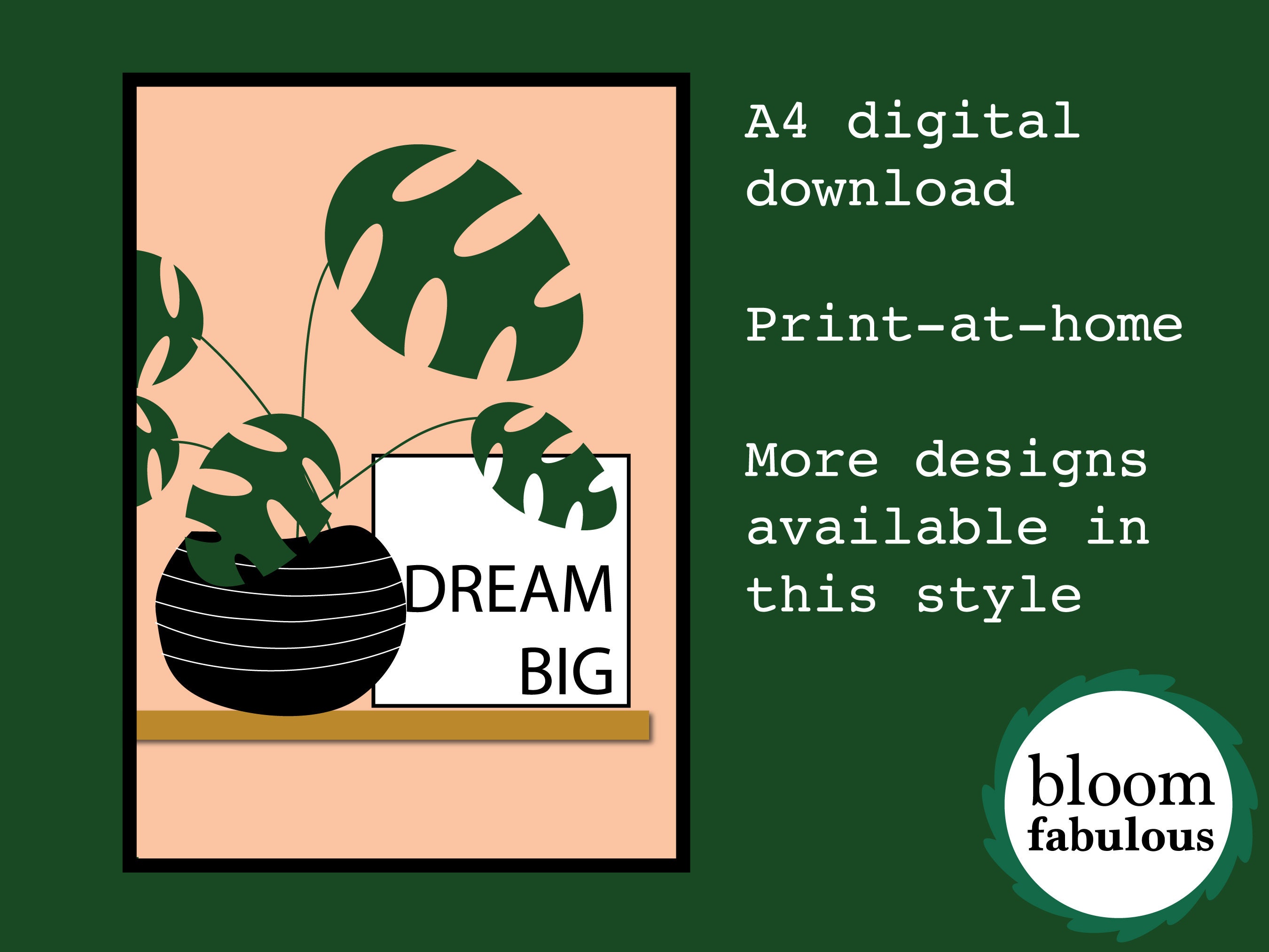 Dream Big Digital Plant Art A4 Print-at-home Poster Downloadable ...