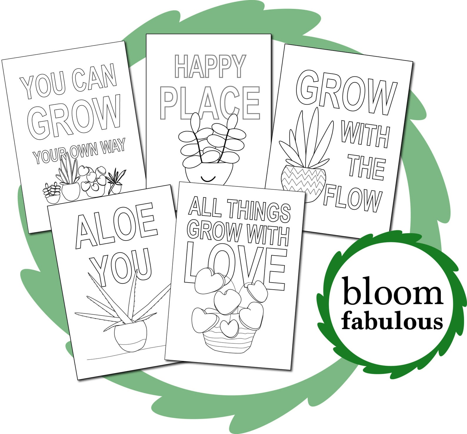 Colouring Pack of 5 | A4 Digital Download | Black Outline Pages ...