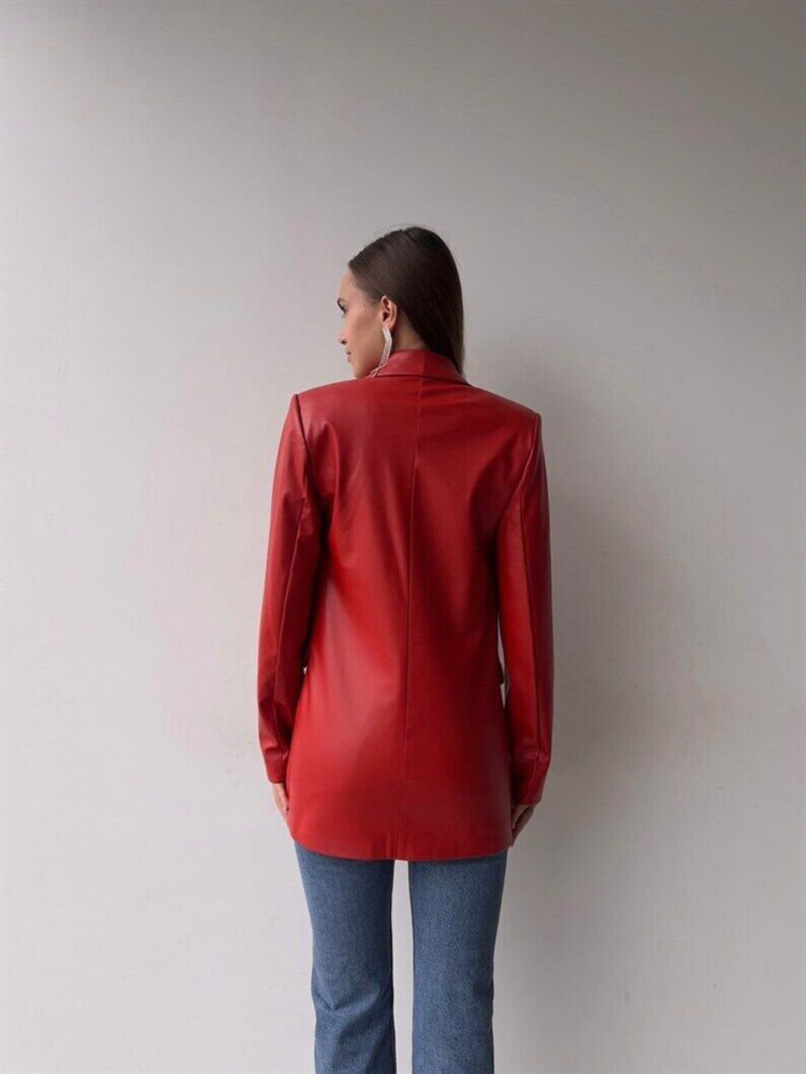 Women Red Blazer Coat Classic One Button Long Jacket - Etsy