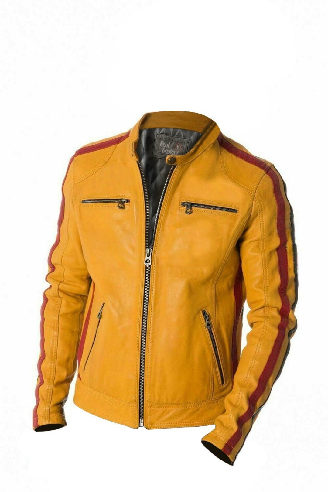 Men Vintage Yellow Biker Jacket Classic Motorcycle Leather Jacket - Etsy