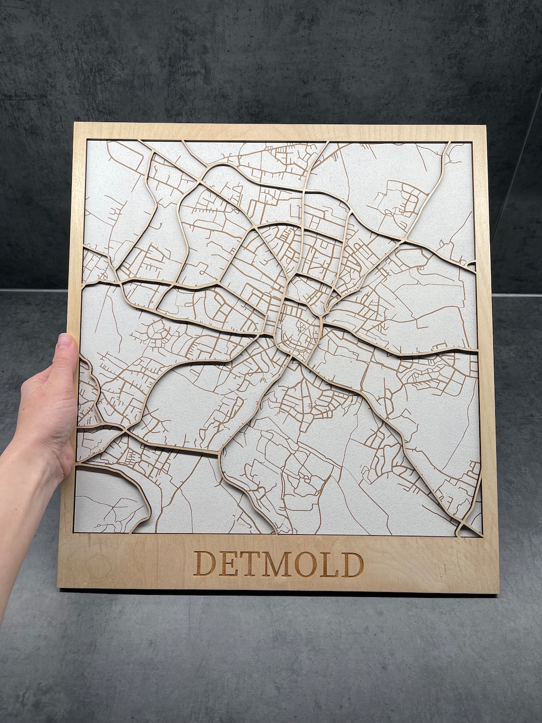 Detmold Stadtplan Karte Map Lasergeschnitten aus Holz Nordrhein ...