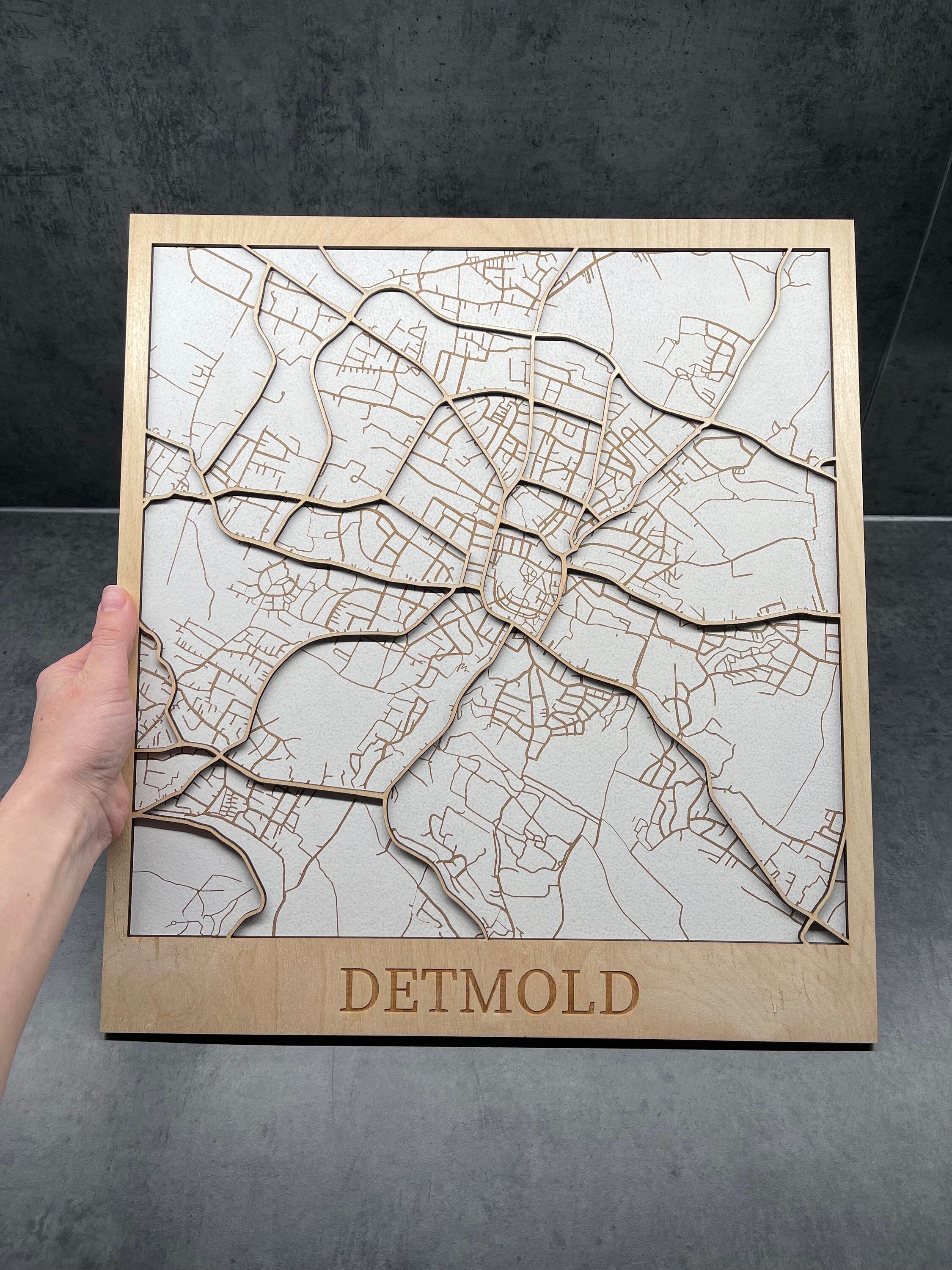 Detmold Map Map Laser Cut Wood Nordrhein Westfalen NRW Ostwestfalen ...