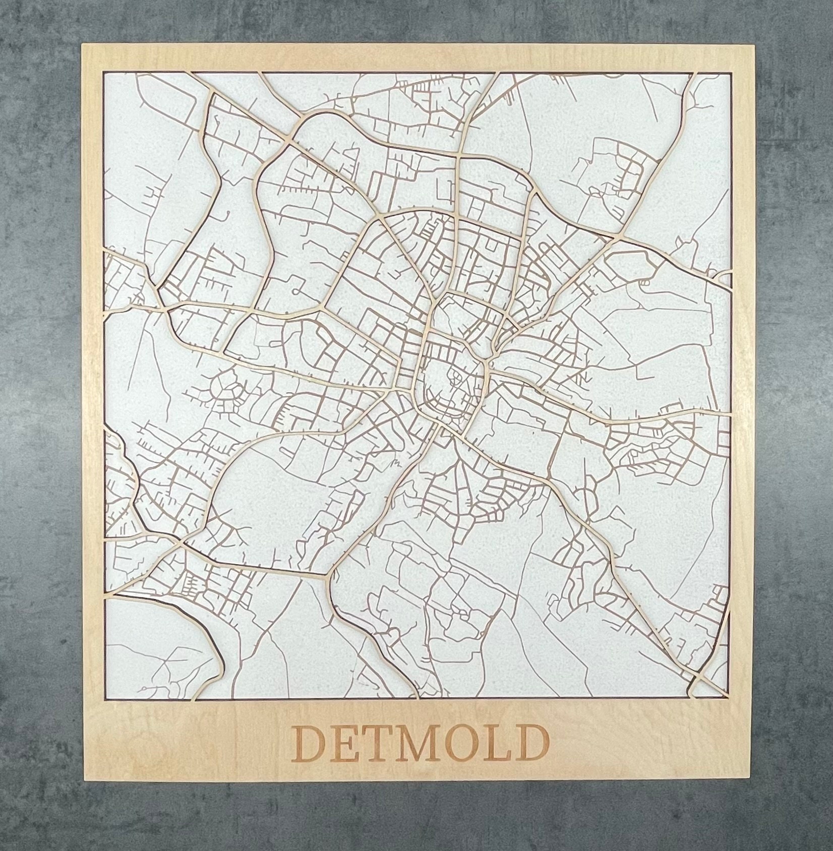 Detmold Stadtplan Karte Map Lasergeschnitten aus Holz Nordrhein ...