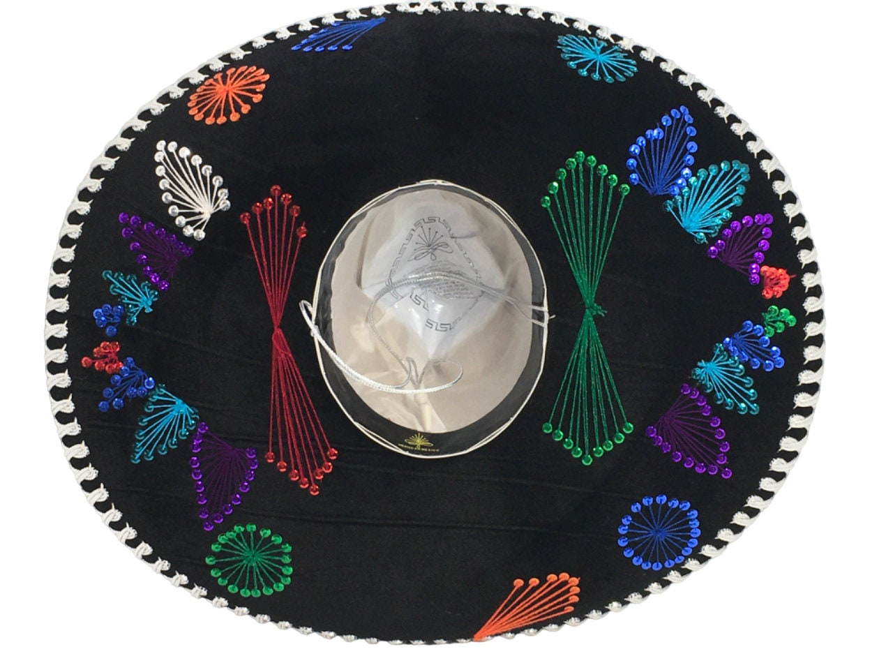 Charro Mexico Aztec Hat. Adult Size. Black Color With Blue and Green ...