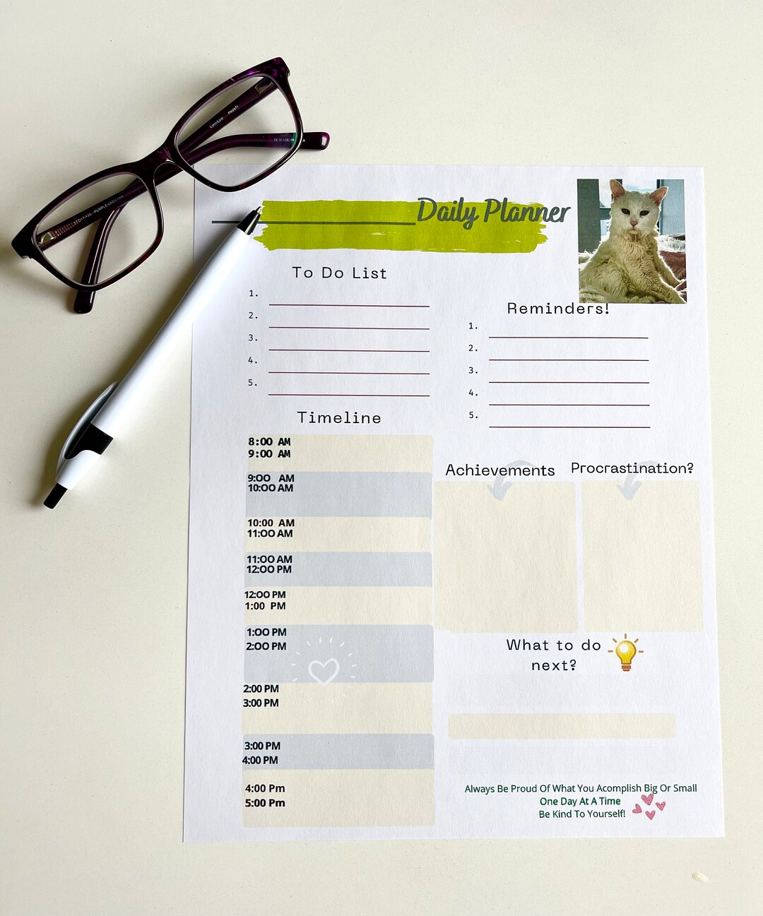 Daily Planner, Reminder Planner, Timeline Sheet, to Do List ...