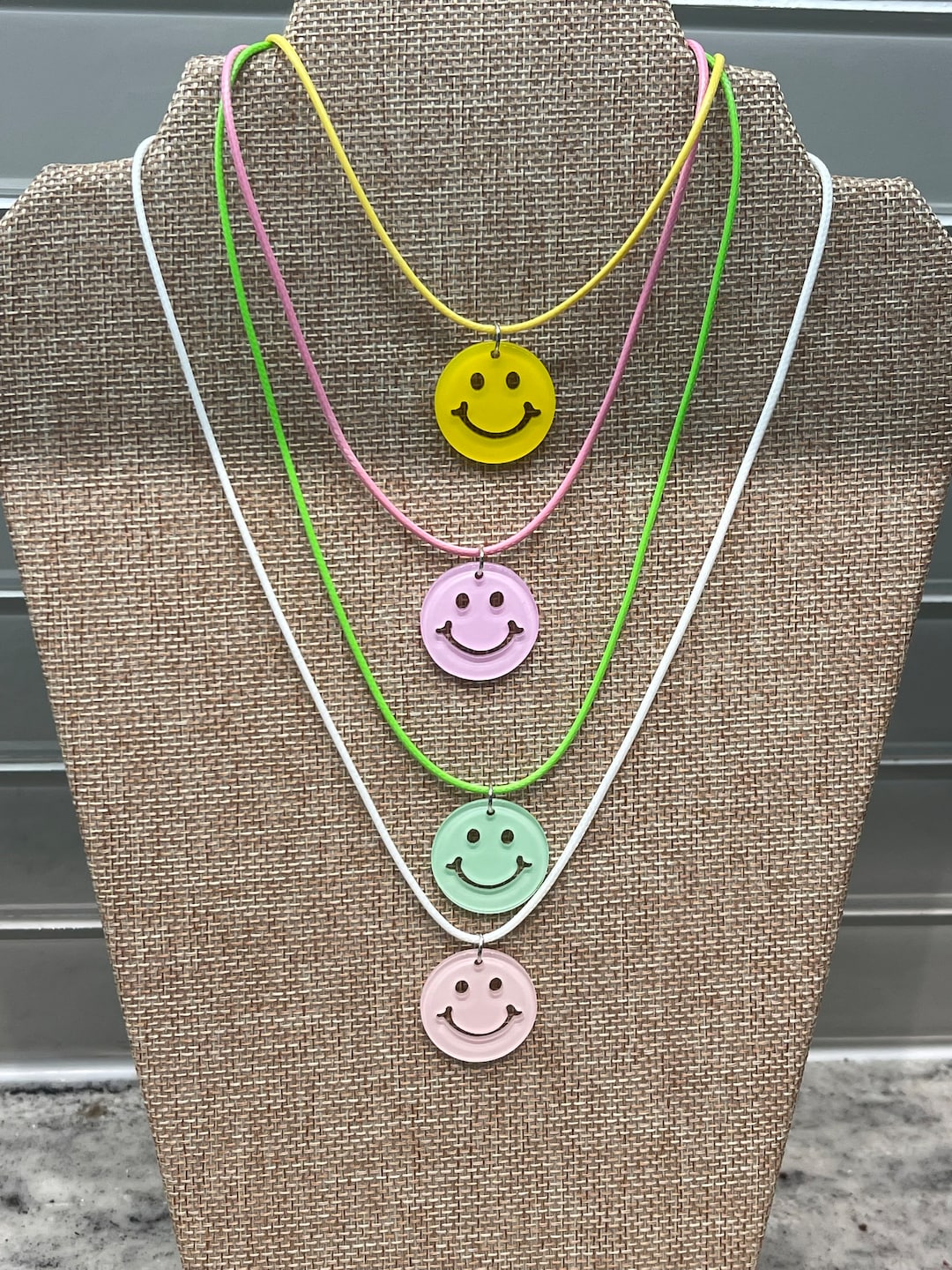 Smiley Face Necklace Pendant, Happy Face, Smiley Face, Acrylic Pendant ...