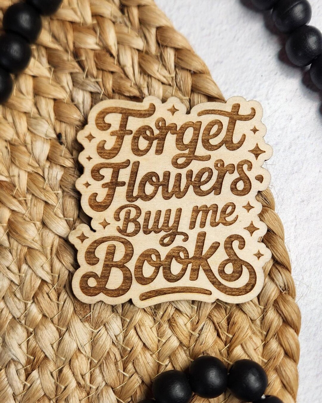 Forget Flowers Buy Me Books Fridge Magnet | Wooden Book Lover Magnet ...