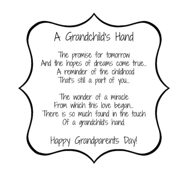Grandparents Hand Poem - Etsy