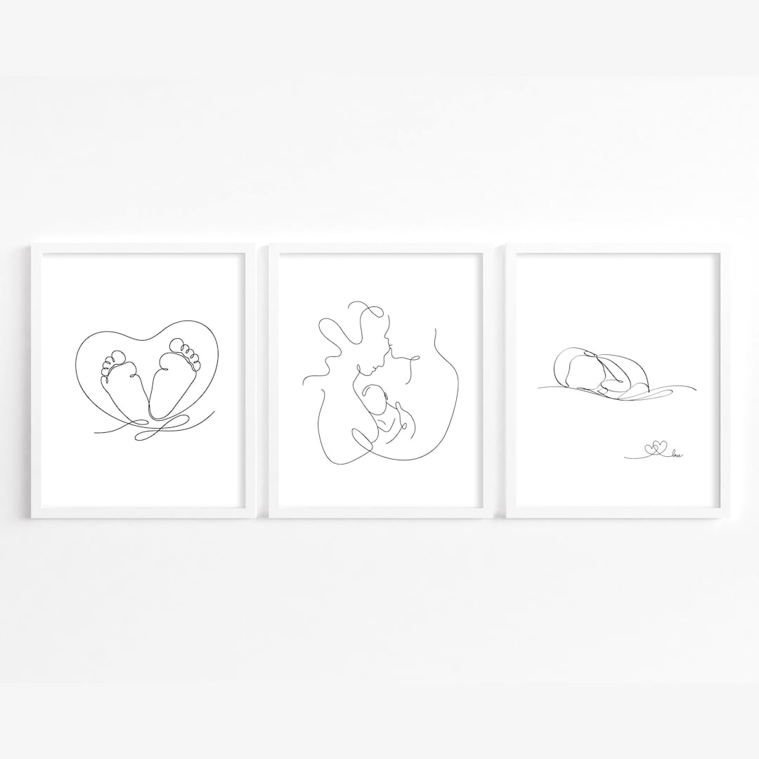 Baby Line Art for Nursery, Family Line Art, Baby Line Drawing, Family ...