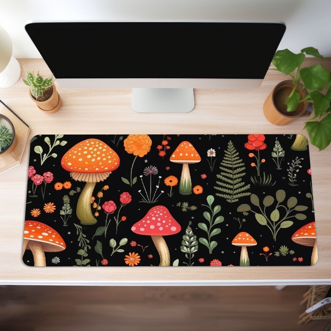 Mushroom Desk Mat, Cottagecore Desk Mat, Cute Mushroom Desk Pad, Desk ...
