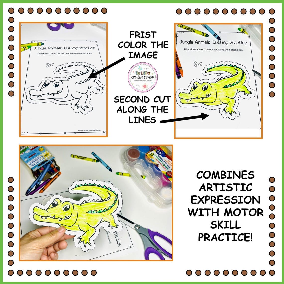 Jungle Animal Color Cut Craft | Scissor Skills & Fine Motor Activity ...