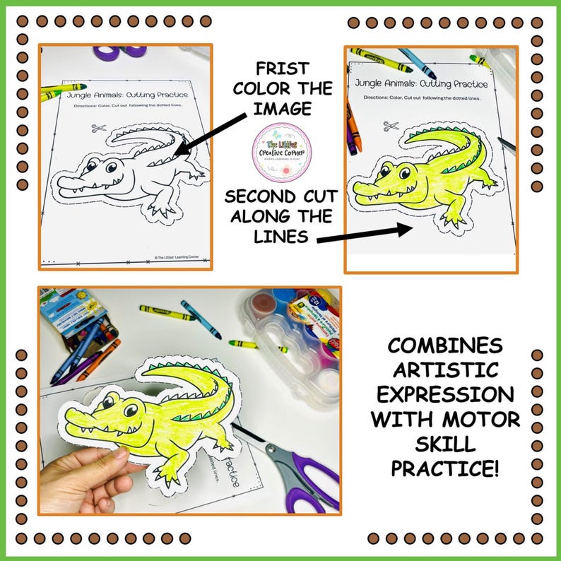 Jungle Animal Color Cut Craft | Scissor Skills & Fine Motor Activity ...