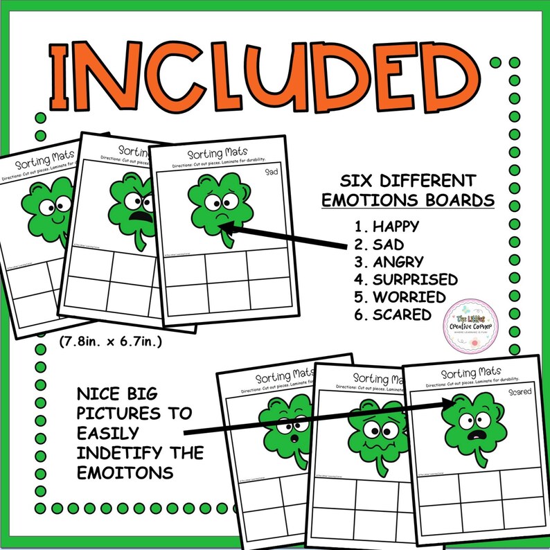 Shamrock Emotions Sorting Game | Social Emotional Learning Activity ...