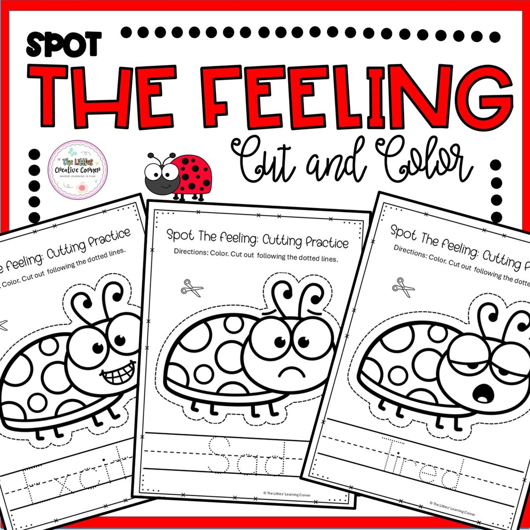 Spring Ladybug Emotions Cut & Color | SEL Feelings Tracing Activity ...
