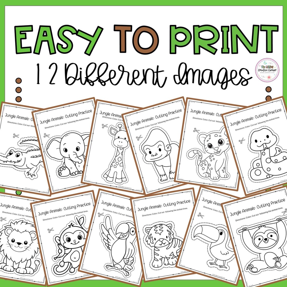 Jungle Animal Color Cut Craft | Scissor Skills & Fine Motor Activity ...